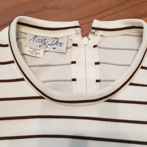 Nelly Don | Dresses | Vintage Nelly Don White Brown Stripe Dress | Poshmark